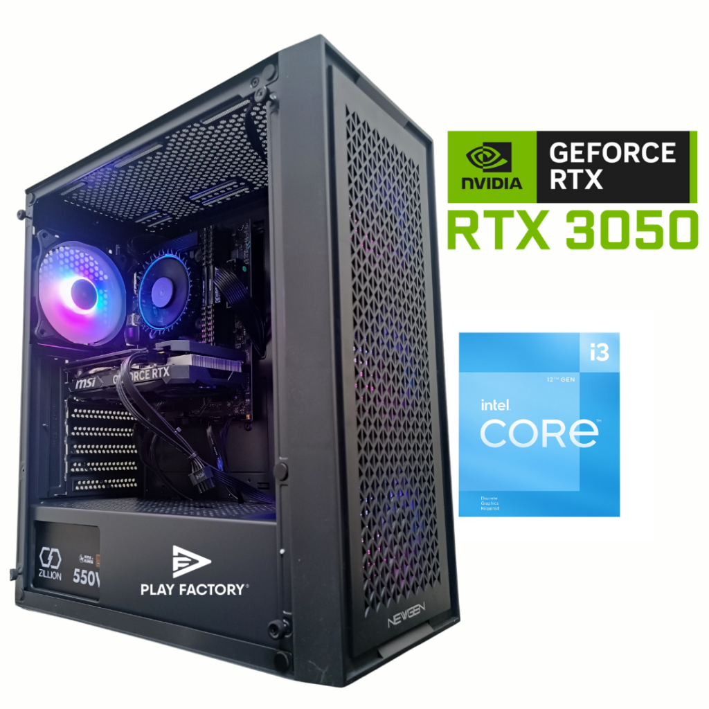 Pc Gamer Intel i3 12100F | RTX 3050 | 16GB | 500GB SSD | H610 | Win11 | Playfactory | Tienda de ...
